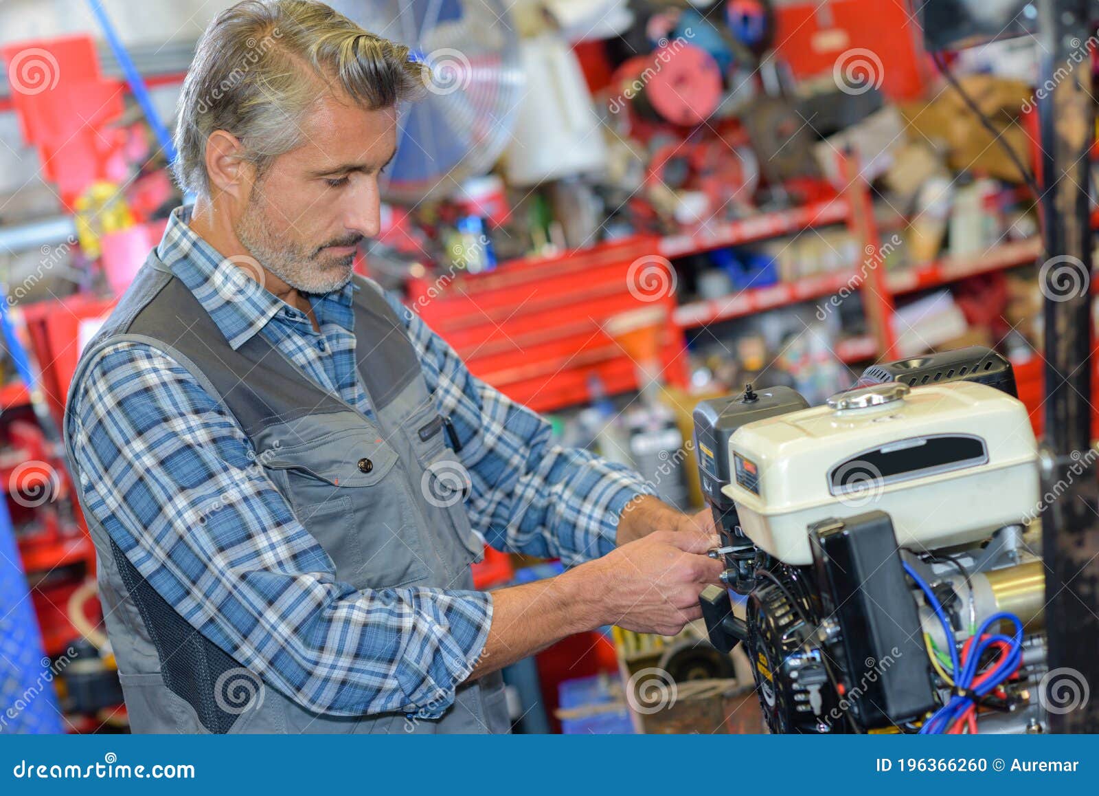 Mechanic Working on Generator Engine Stock Photo - Image of metal ...
