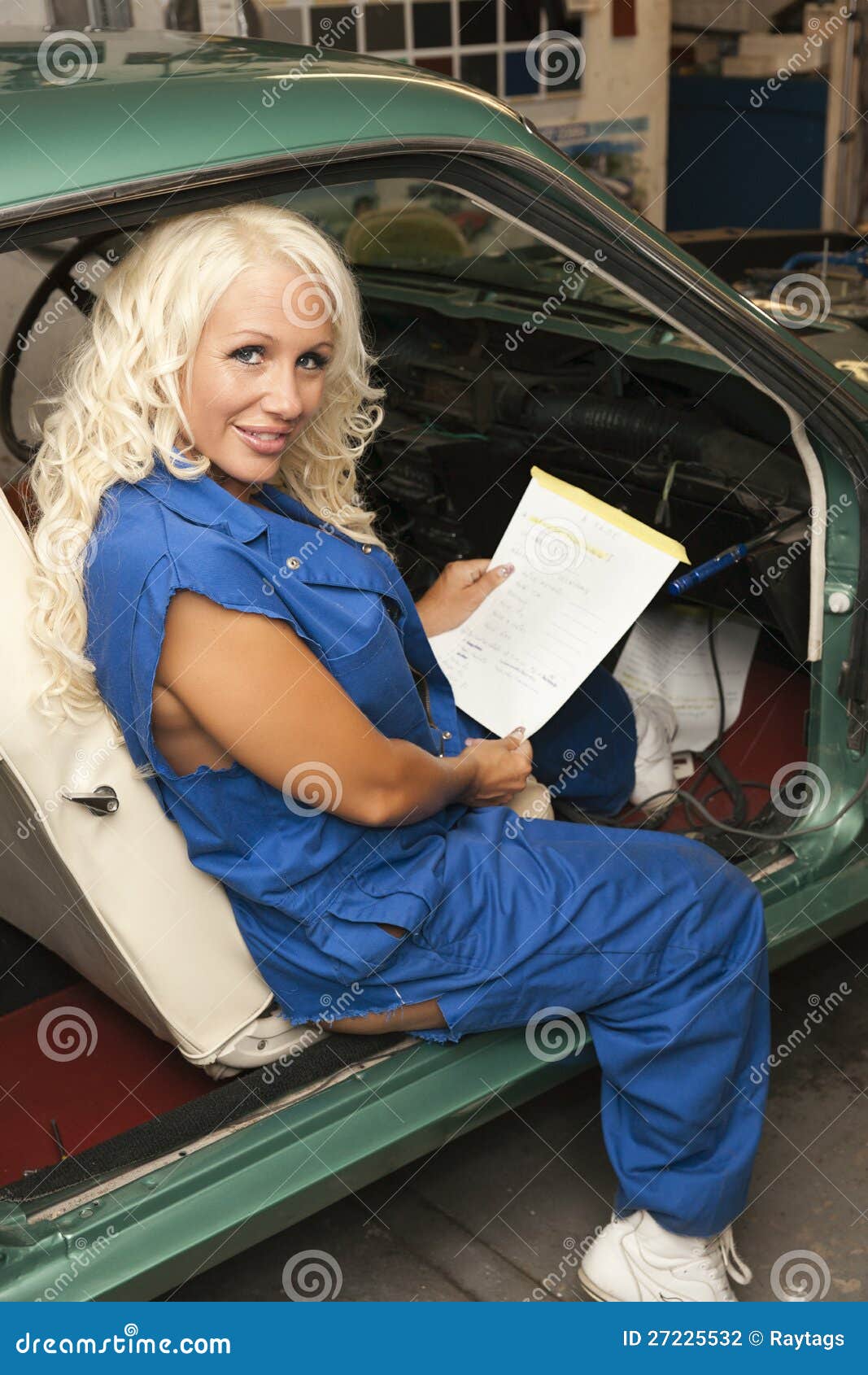 Mechanic Working Inside Car Stock Photo - Image of employed, fixing ...