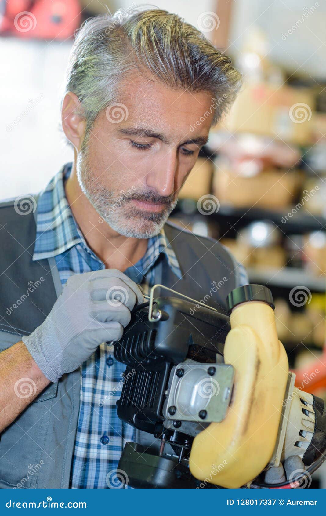 Mechanic Working on Petrol Engine Stock Image - Image of problem ...