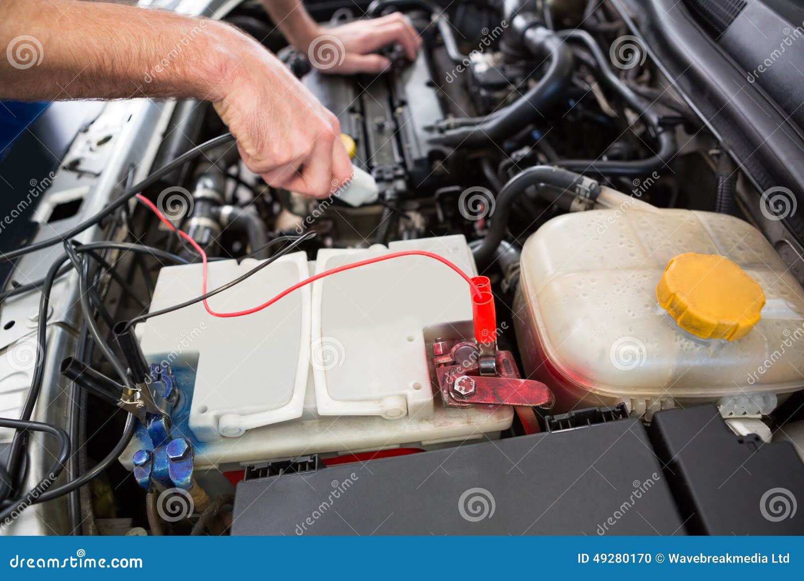 Mechanic Working Under the Hood Stock Photo - Image of checking ...
