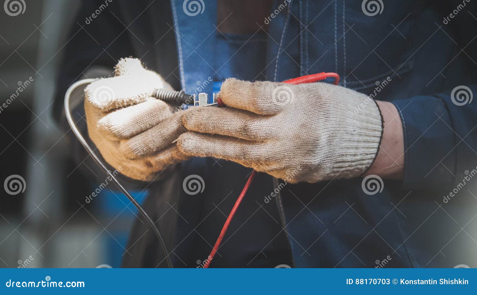 Mechanic Works with Car Electrics - Electrical Wiring Stock Image ...
