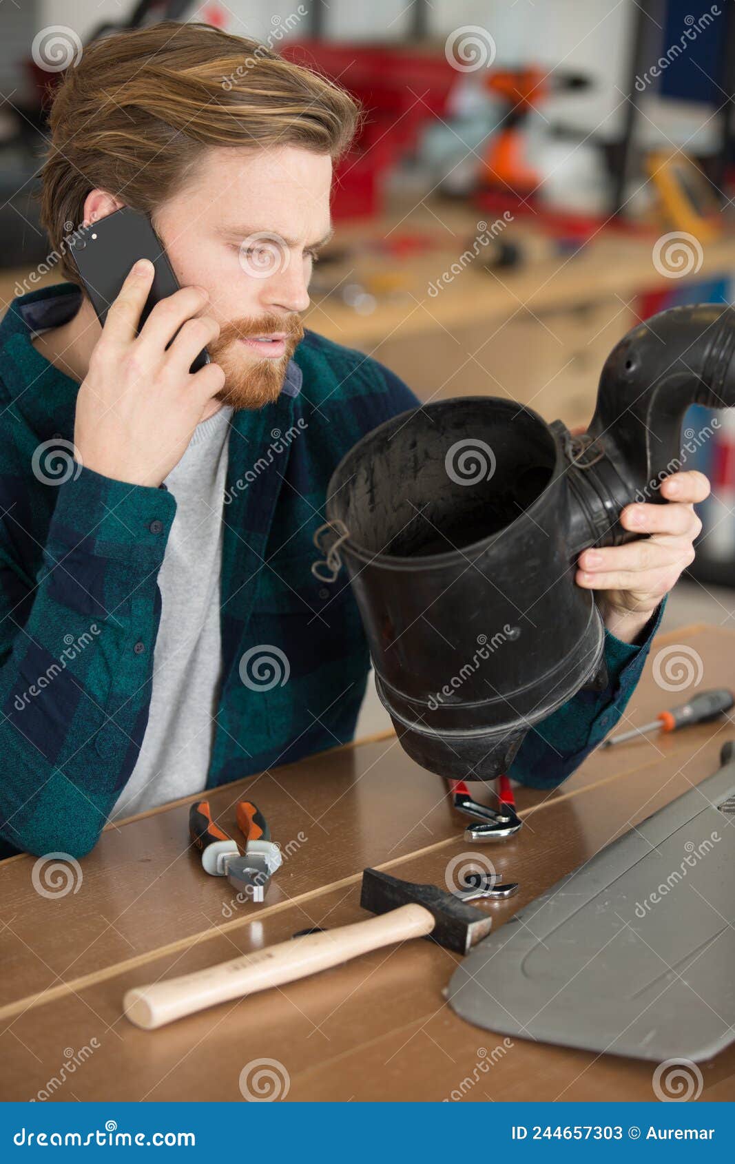 Mechanic in Workshop Ordering Parts Stock Image - Image of repairman ...