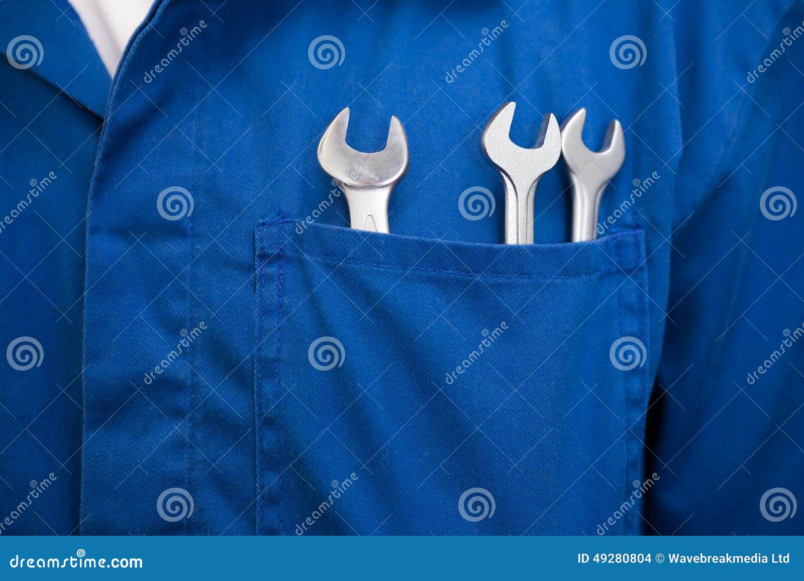 Mechanic with Wrenches in Pocket Stock Photo - Image of working ...