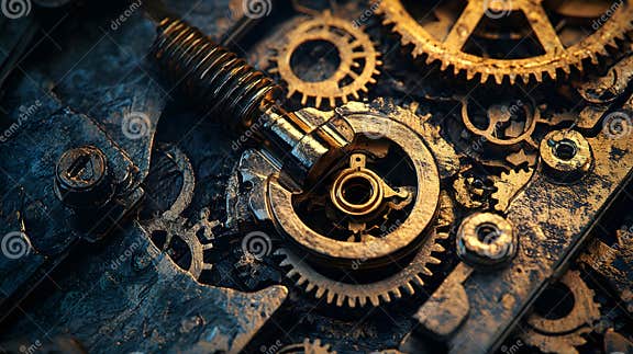 Mechanical Action Gears Workshop Close-up Image Industrial Environment ...