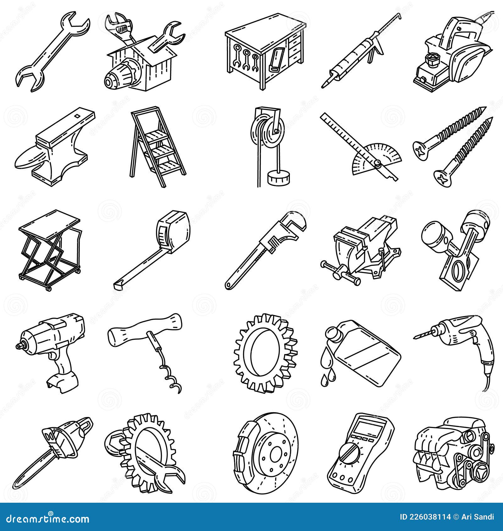 Mechanical - 2 Set Icon Vector. Doodle Hand Drawn or Outline Icon Style ...