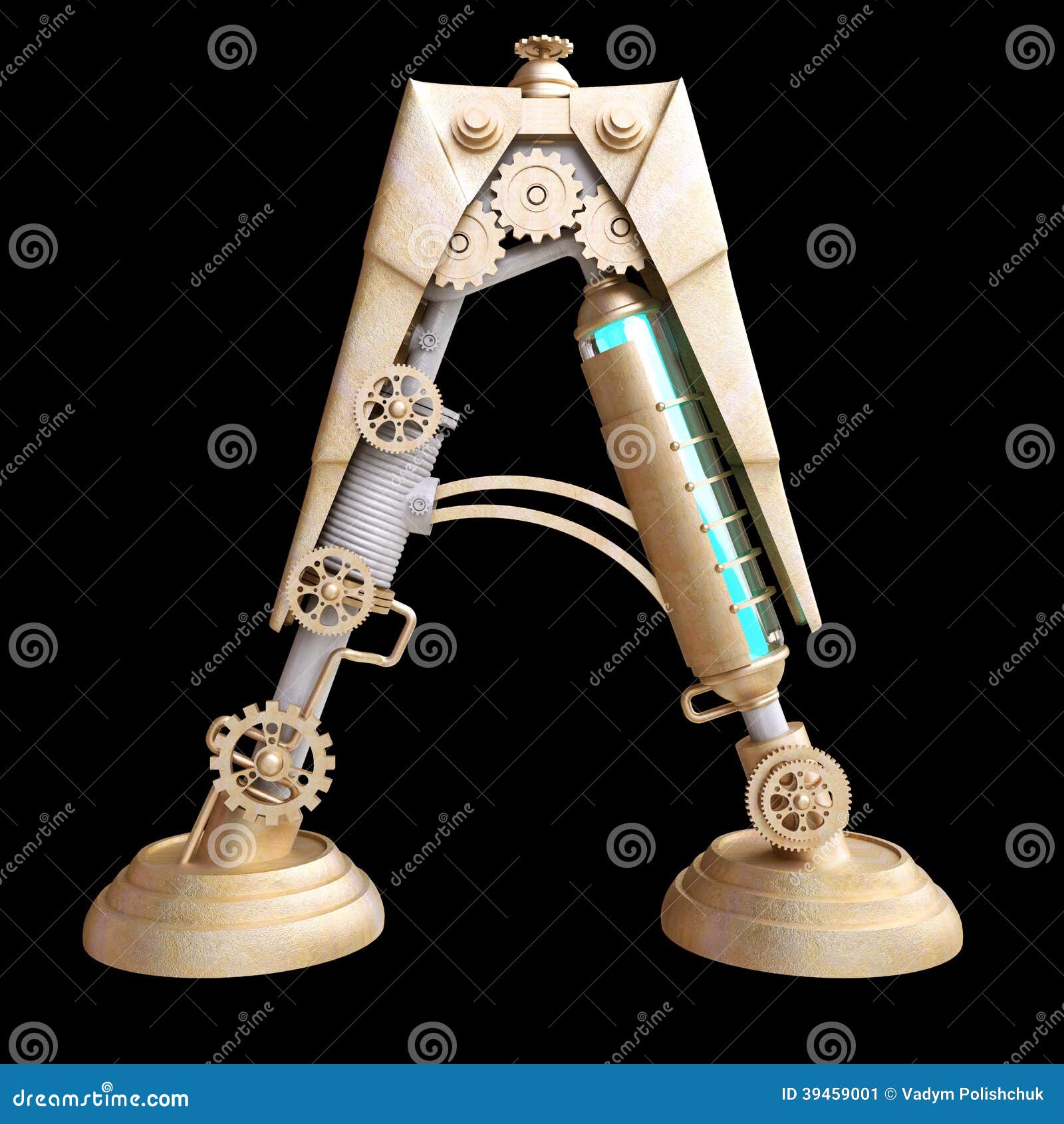 Mechanical Alphabet Made from Iron. Stock Illustration - Illustration ...