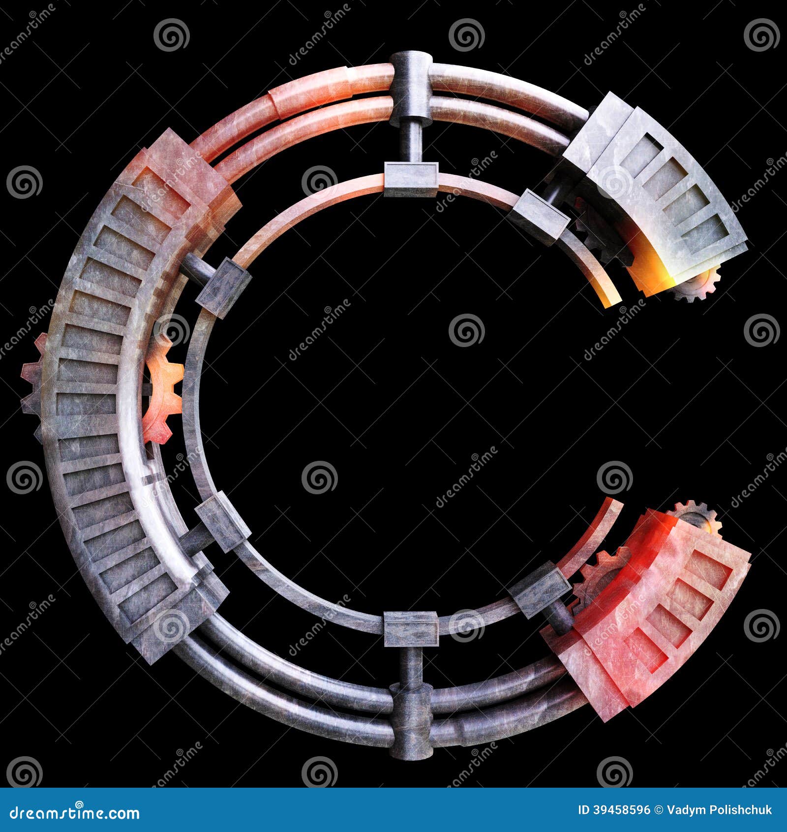 Mechanical Alphabet Made from Iron. Stock Illustration - Illustration ...