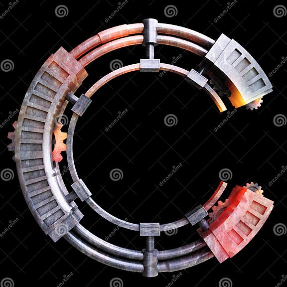 Mechanical Alphabet Made from Iron. Stock Illustration - Illustration ...