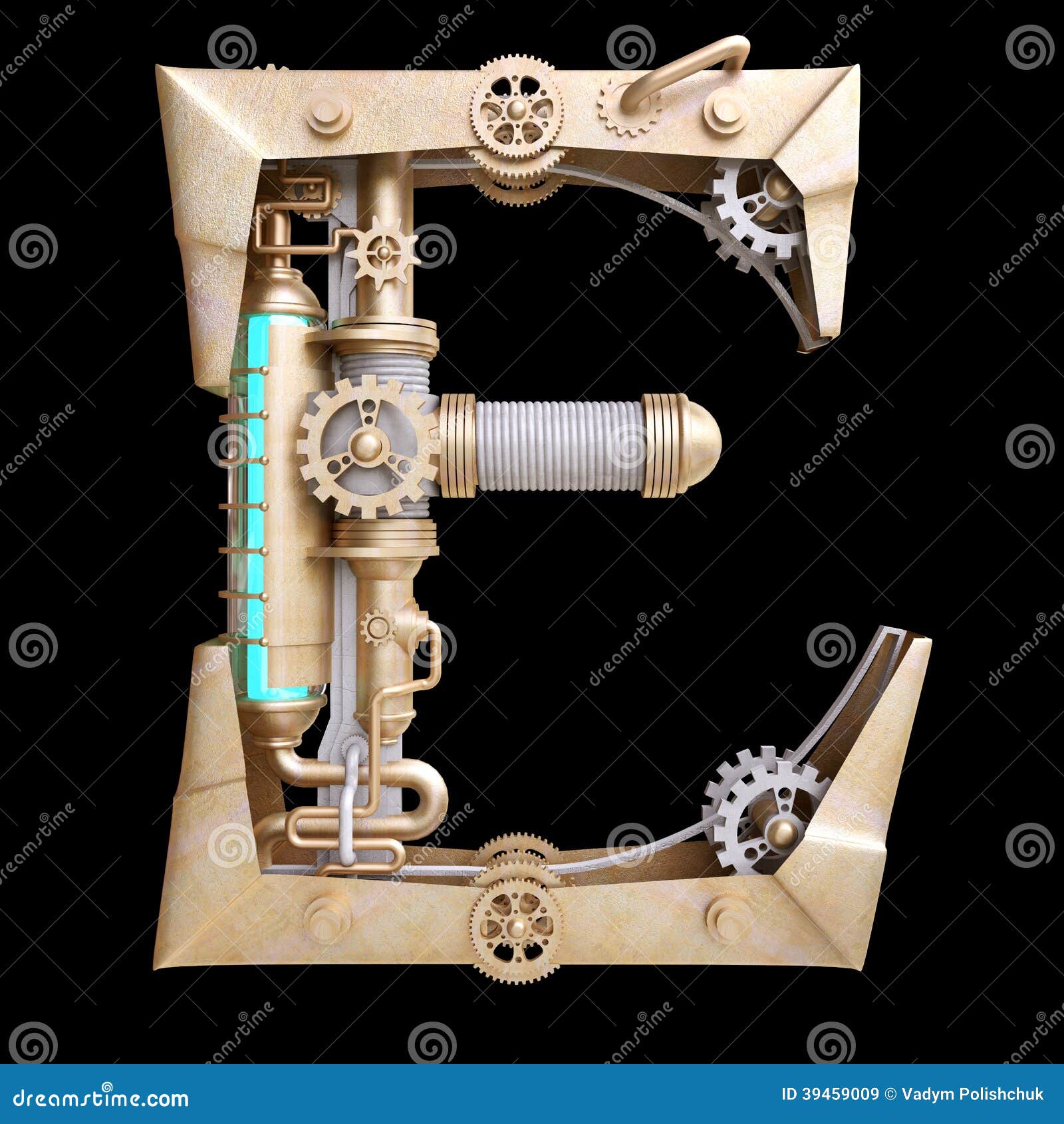 Mechanical Alphabet Made from Iron. Stock Illustration - Illustration ...