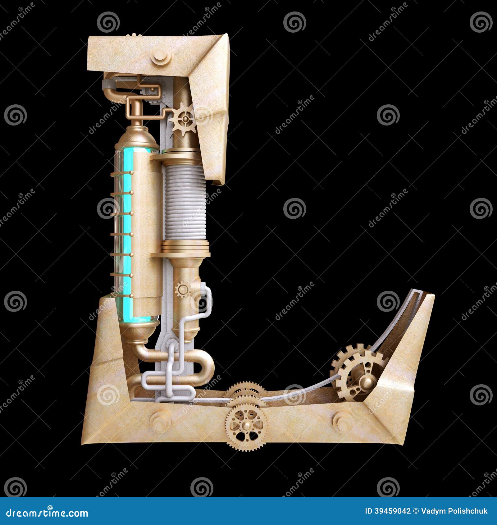 Mechanical Alphabet Made from Iron. Stock Illustration - Illustration ...