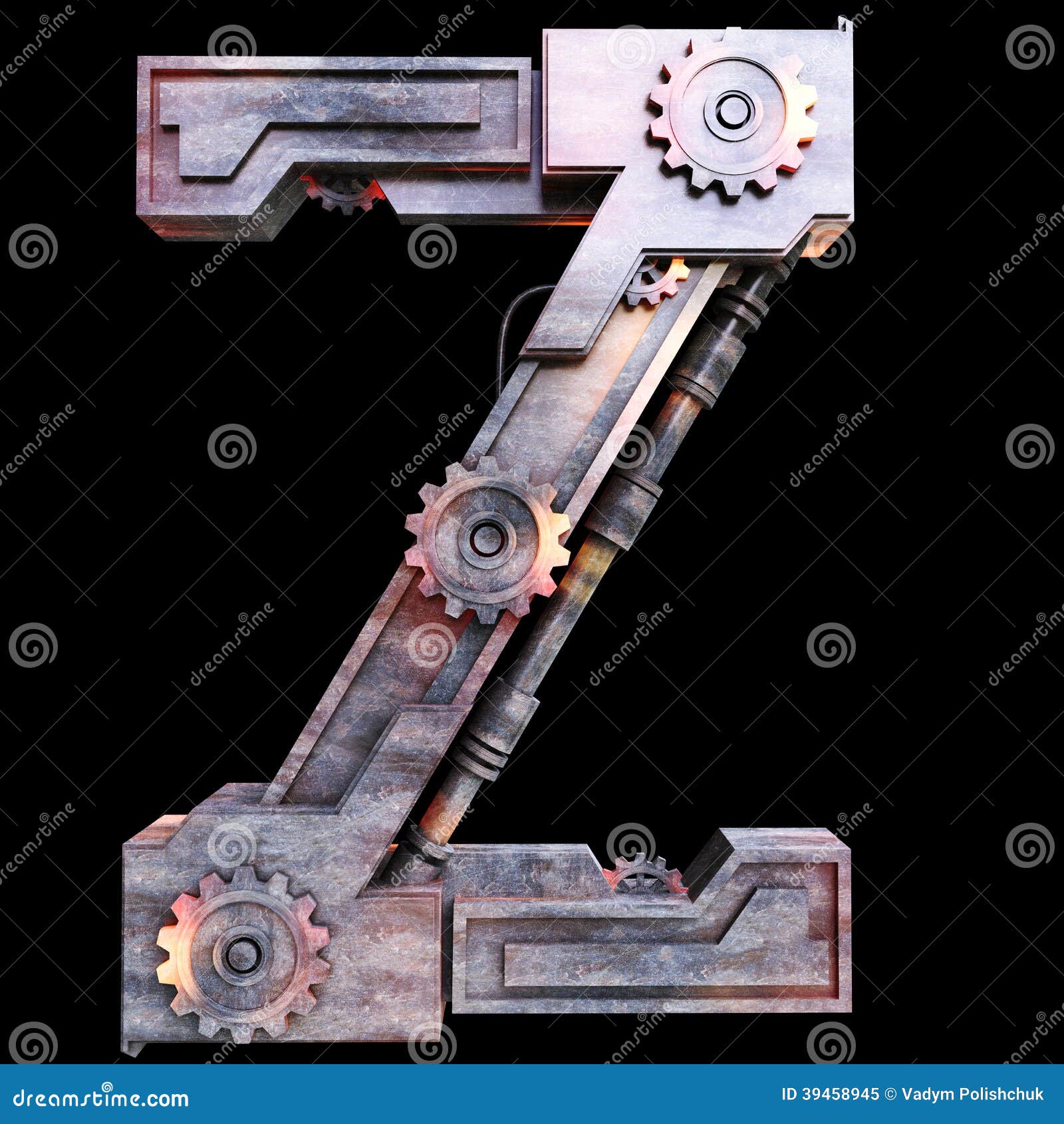 Mechanical Alphabet Made from Iron. Stock Illustration - Illustration ...
