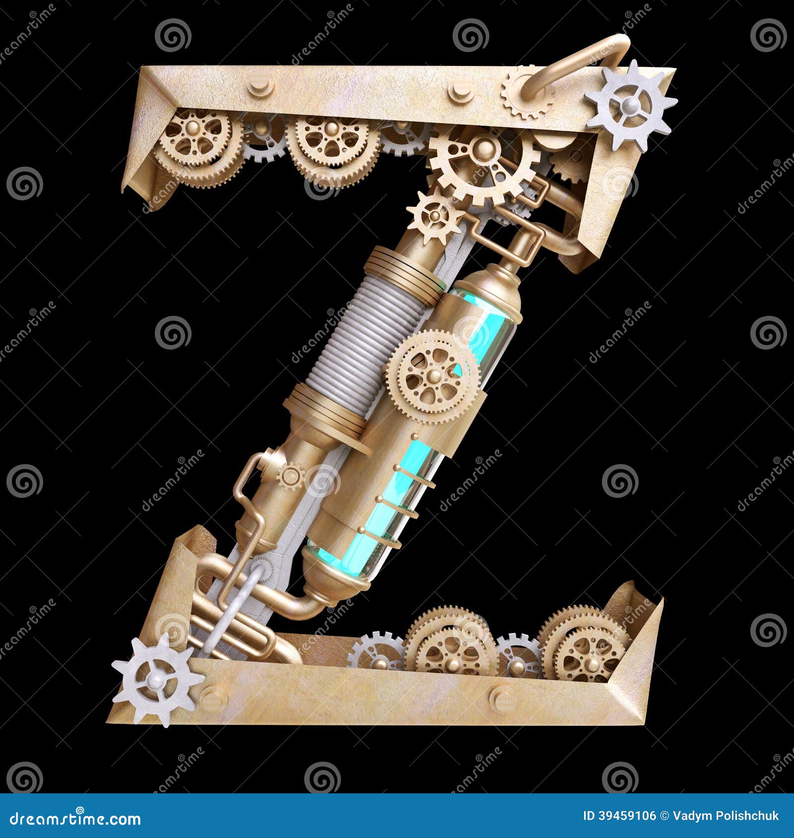 Mechanical Alphabet Made from Iron. Stock Illustration - Illustration ...