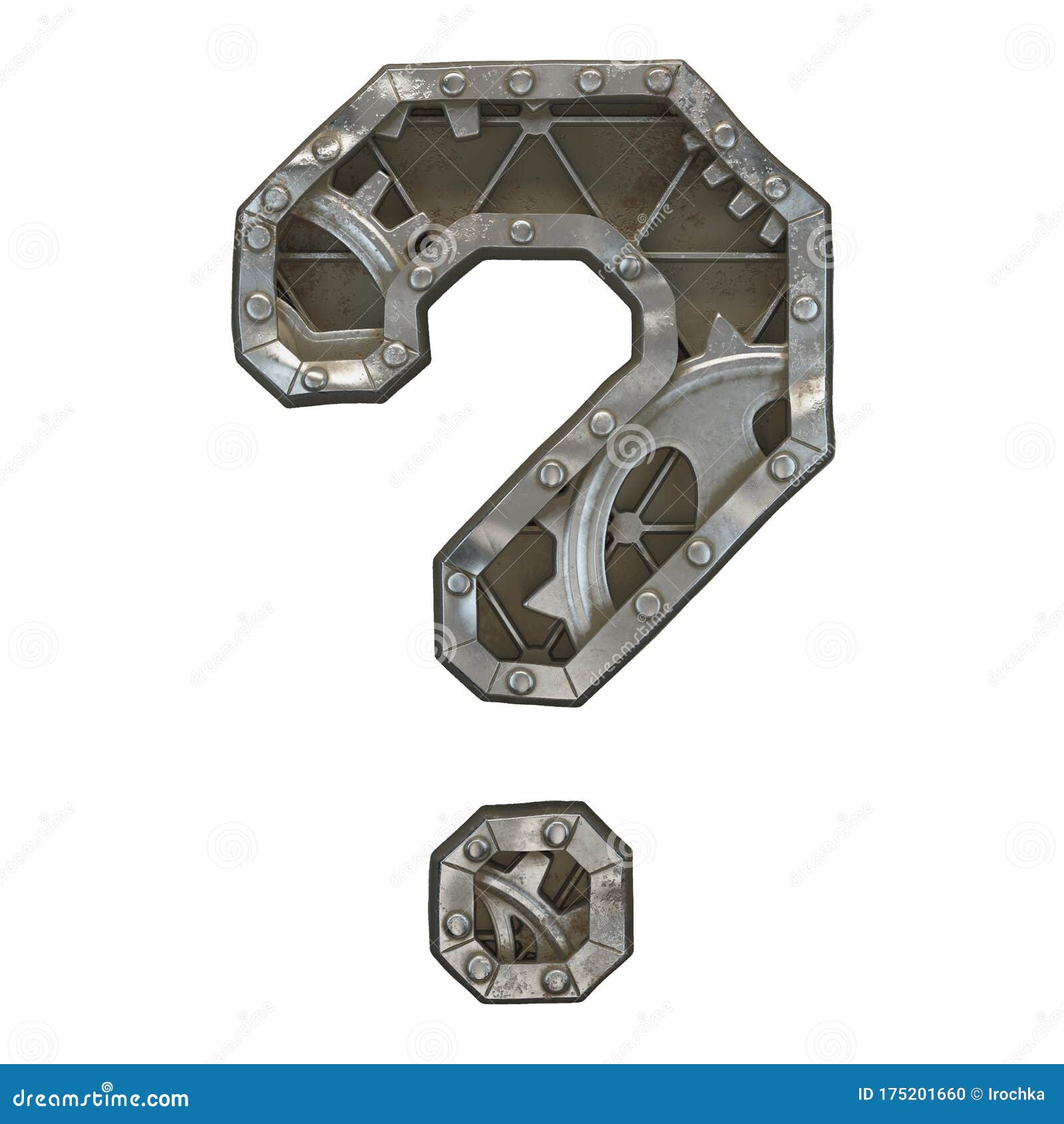 Mechanical Alphabet Made from Rivet Metal with Gears on White ...