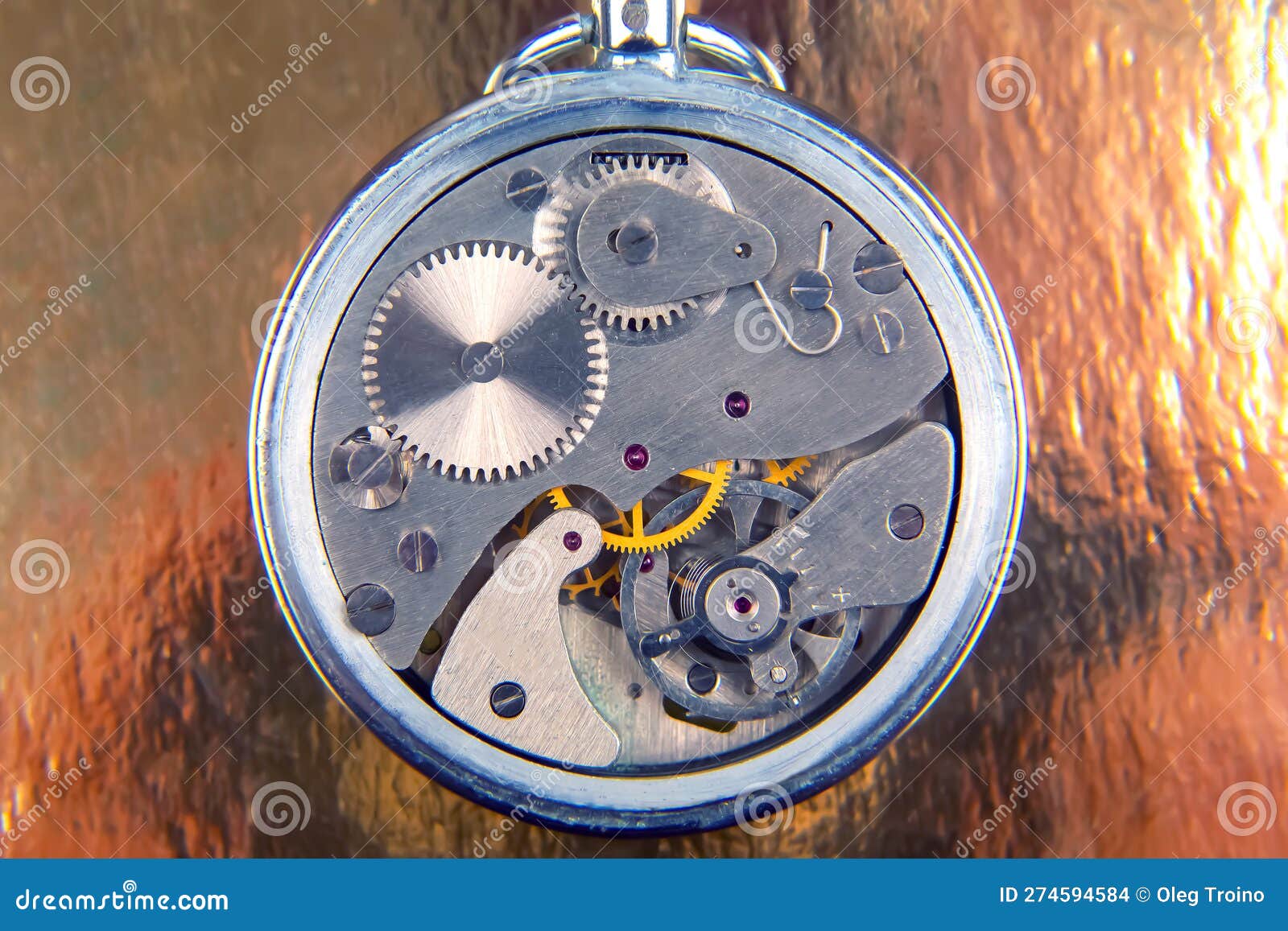 Mechanical Analog Stopwatch on a Colored Background. Time Part ...