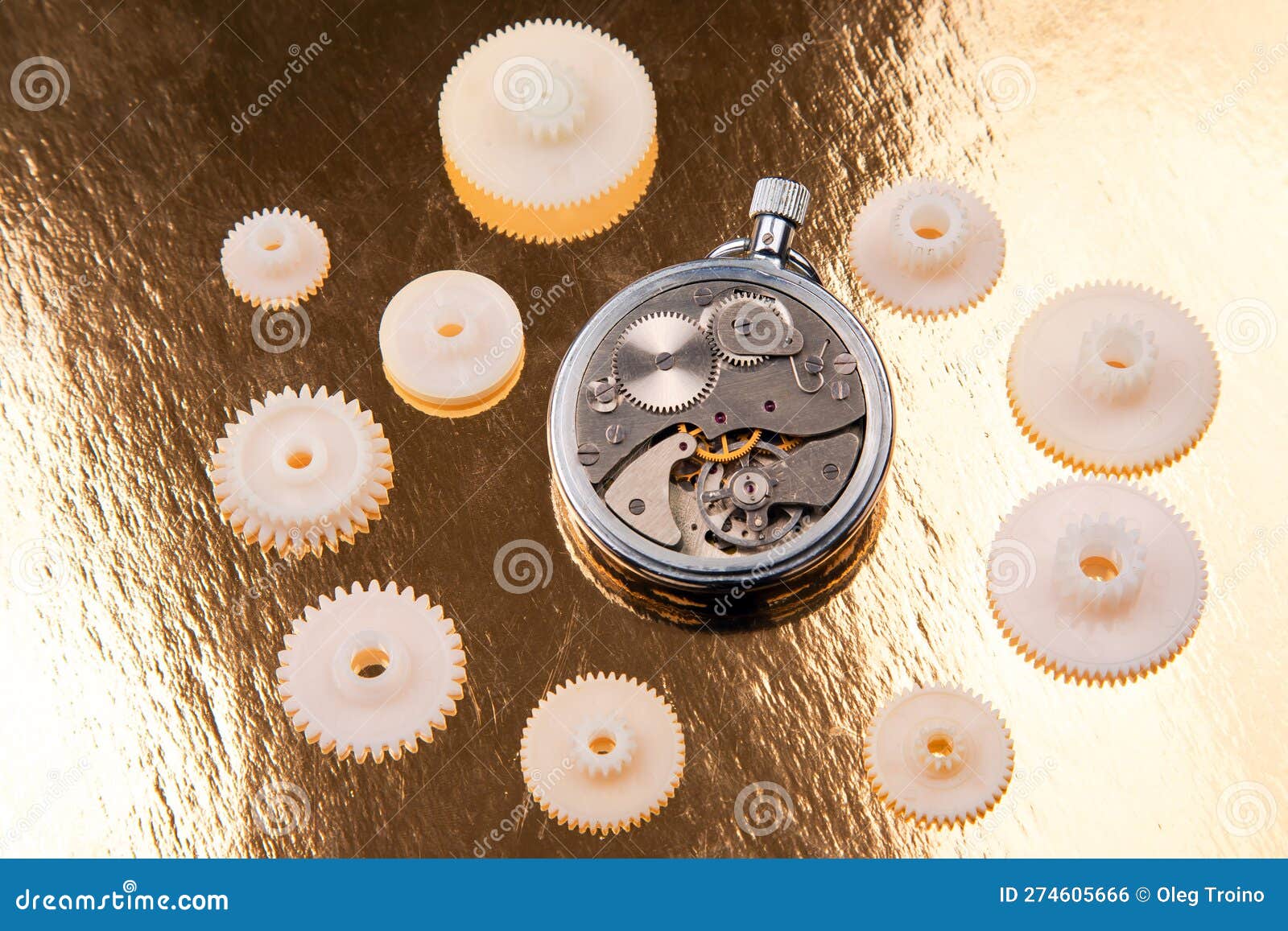 Mechanical Analog Stopwatch on a Colored Background. Time Part ...