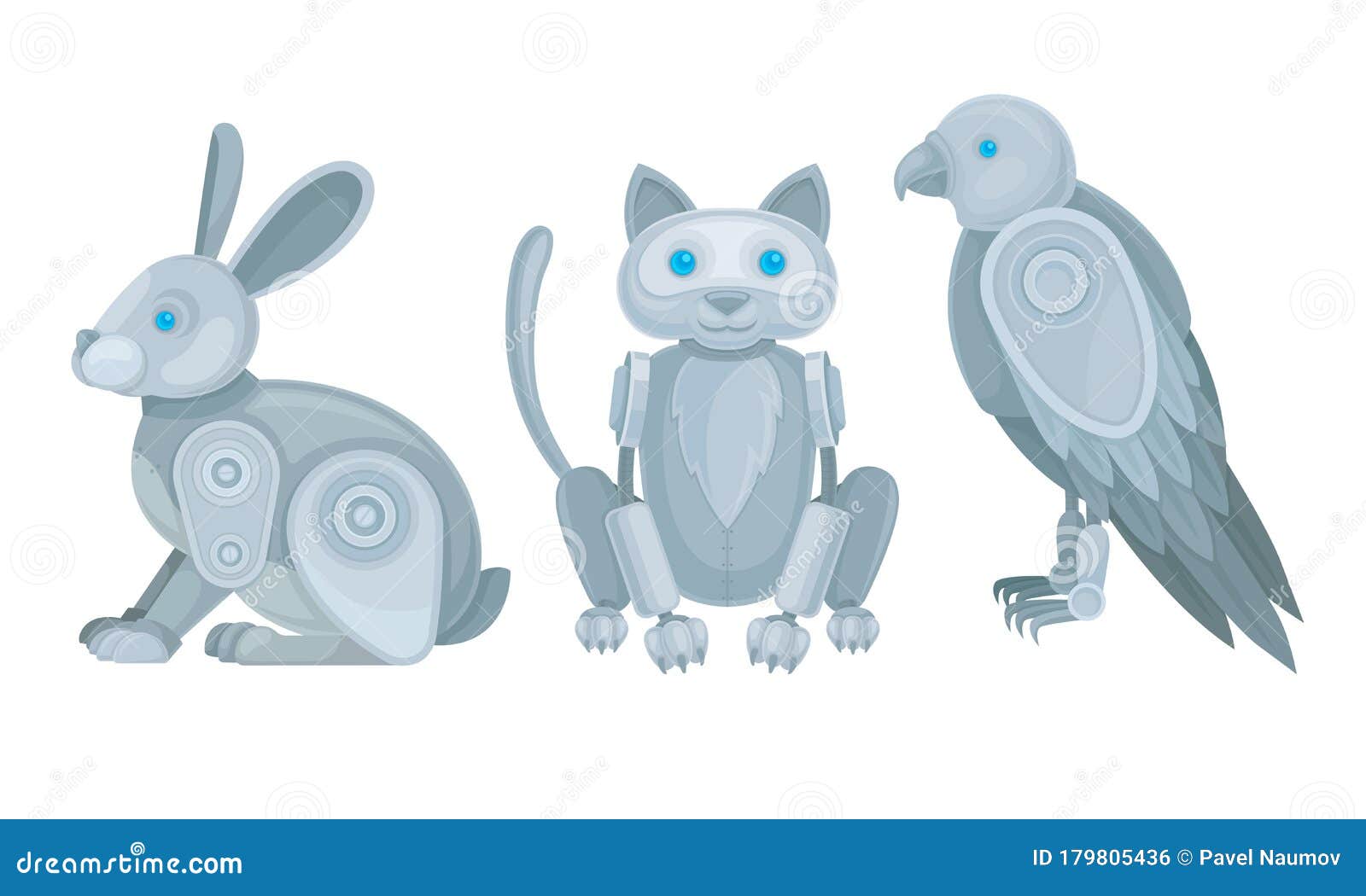 Mechanical Animals Assembled from Metal Parts Vector Set Stock Vector ...