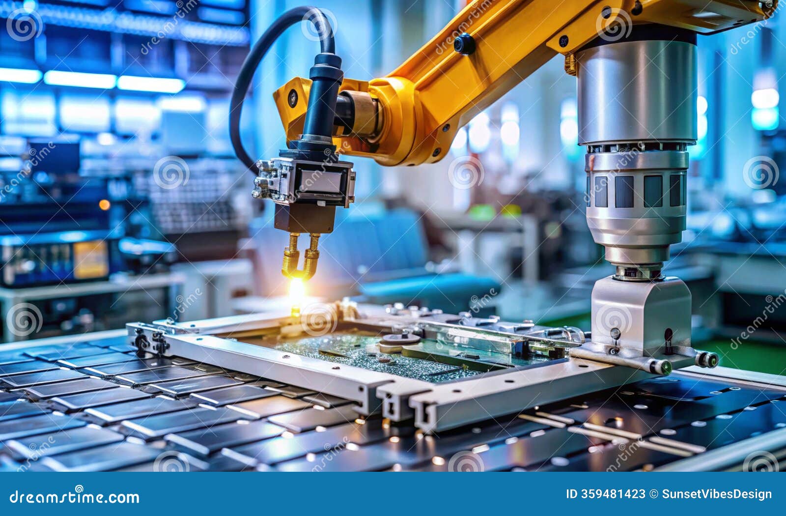 Artificial Intelligence, Robotic Manipulators at Work on the Assembly Line Stock Image - Image ...