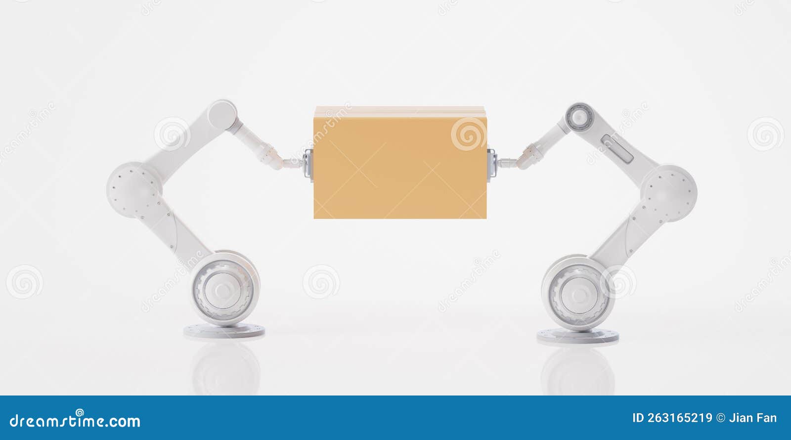 Mechanical Arm and Cardboard Box, 3d Rendering Stock Illustration ...