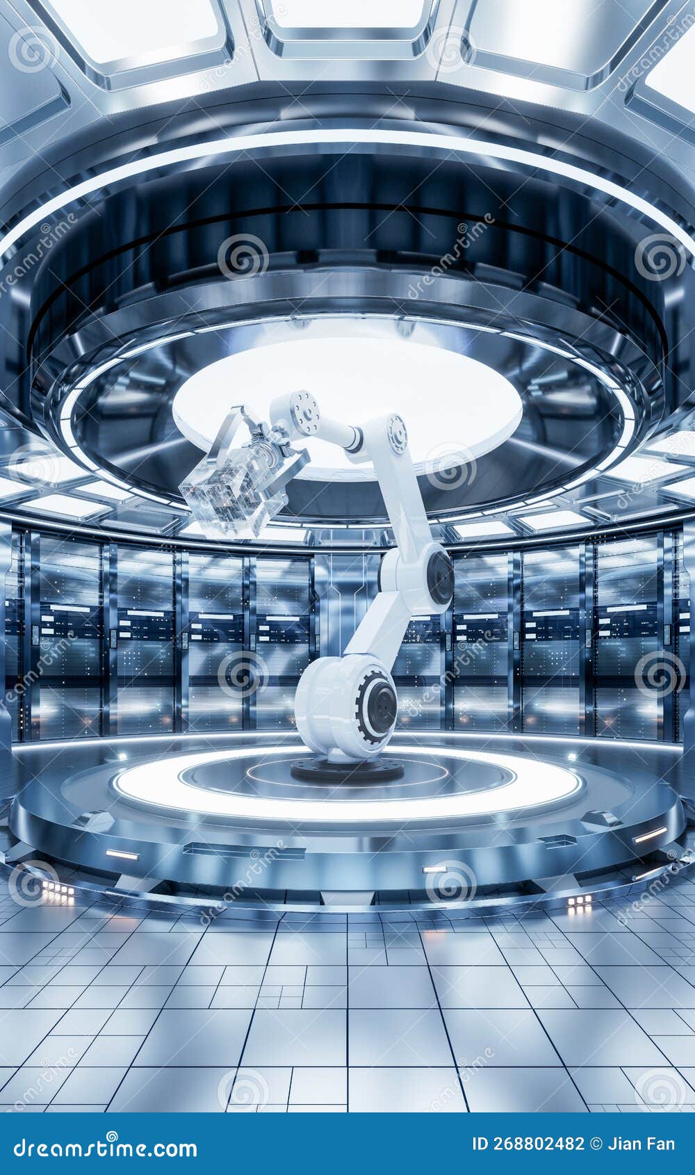 Mechanical Arm and Circuit Core, 3d Rendering Stock Illustration ...