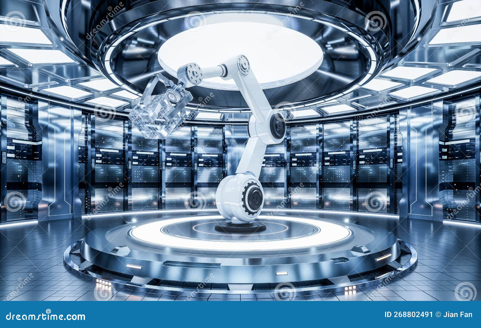 Mechanical Arm and Circuit Core, 3d Rendering Stock Illustration ...