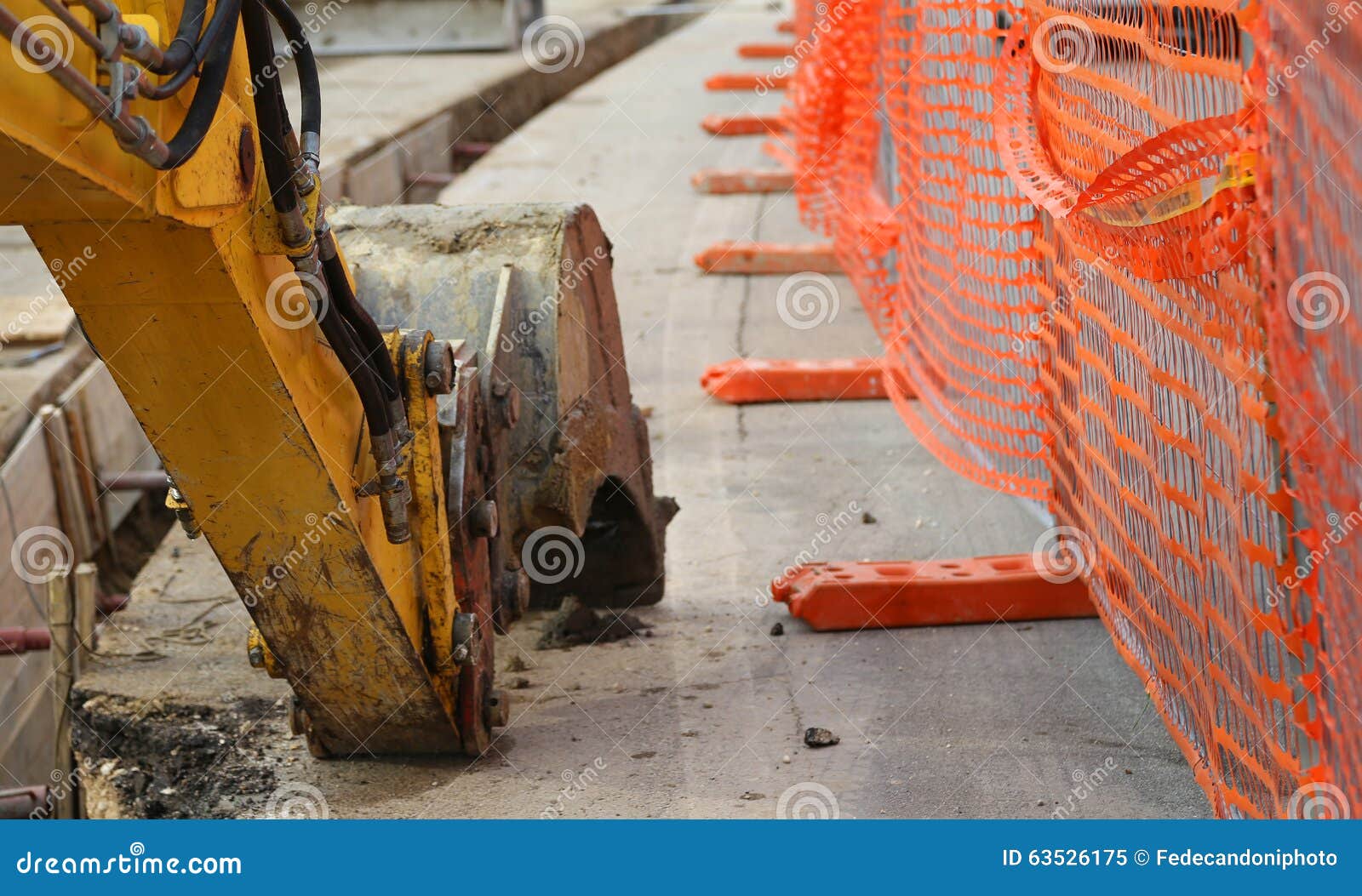 Mechanical Arm of the Excavator Digging on the Road Stock Image - Image ...