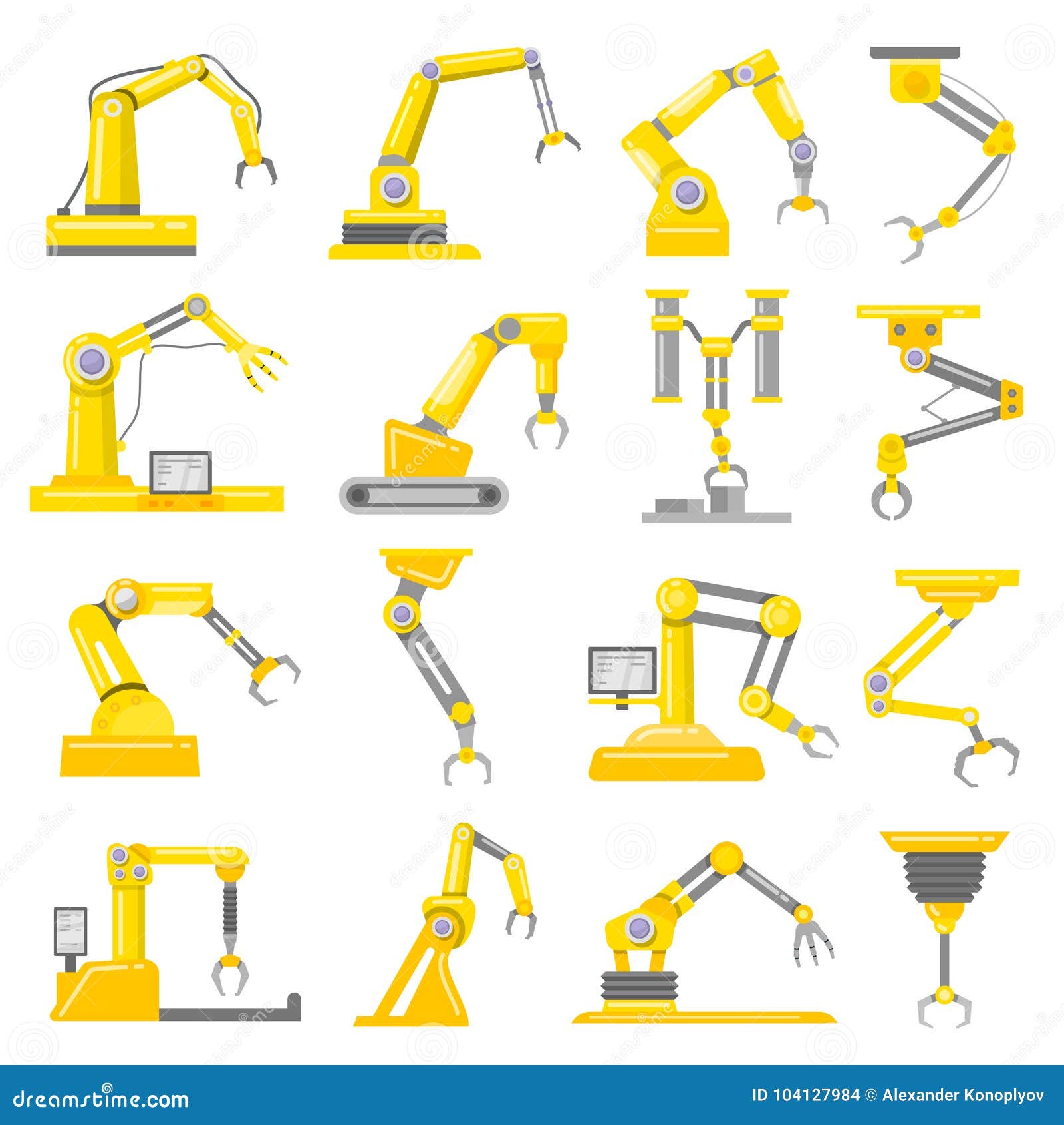 Mechanical arm set stock vector. Illustration of concept - 104127984