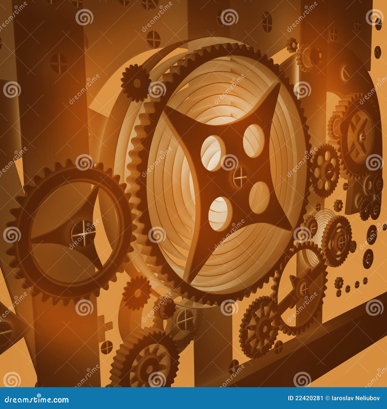 A Mechanical Background with Gears Stock Illustration - Illustration of ...
