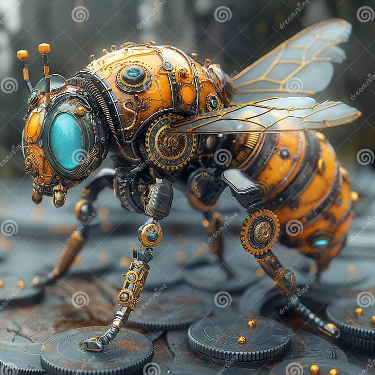 Mechanical Bee on an Abstract Background. Stock Photo - Image of ...