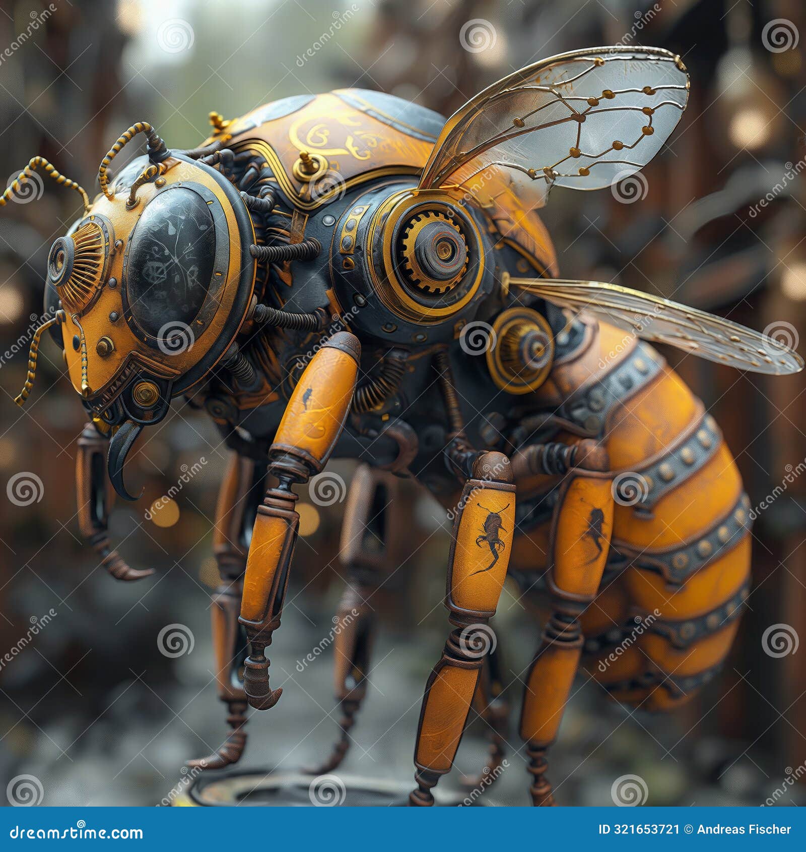 Mechanical Bee on an Abstract Background. Stock Image - Image of ...