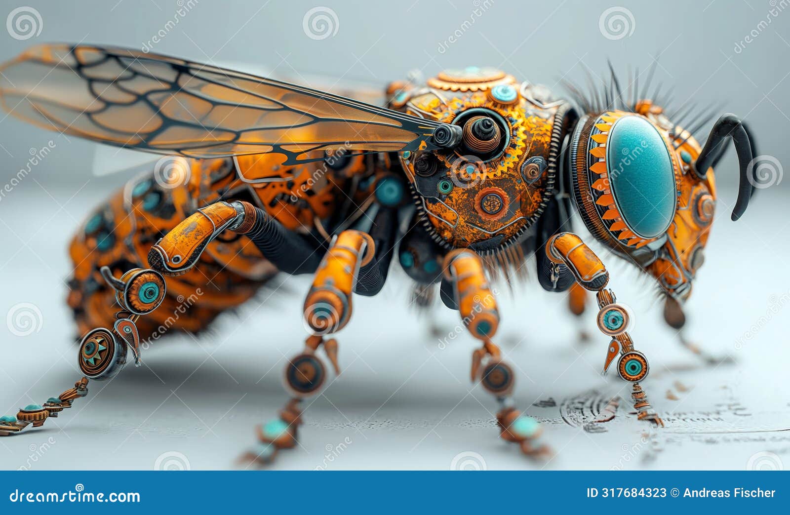 Mechanical Bee on a White Background. Stock Image - Image of futuristic ...