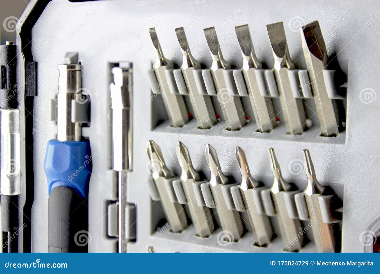 Mechanical Bit Tool Set Closeup. Set in a Box Stock Image - Image of ...