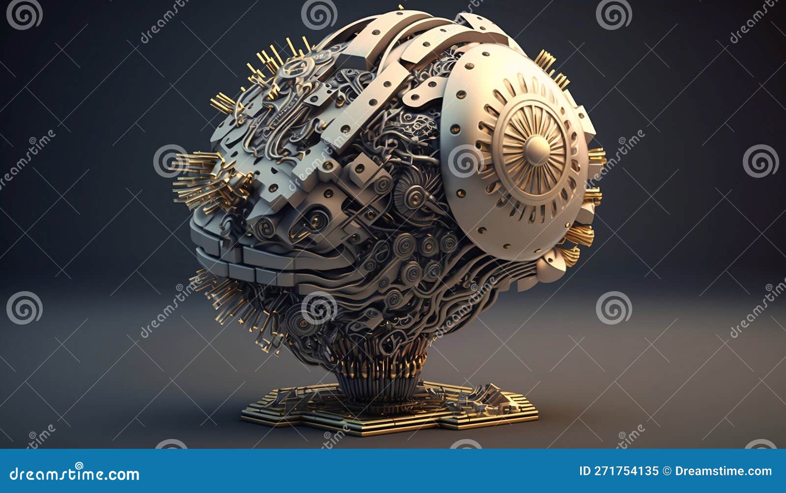 Mechanical Brain 3d Illustration Stock Illustration - Illustration of ...