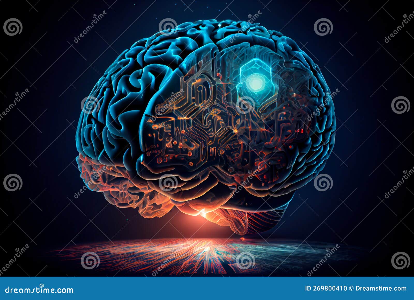 Mechanical Brain on the Table. Generative AI Stock Illustration - Illustration of human, digital ...