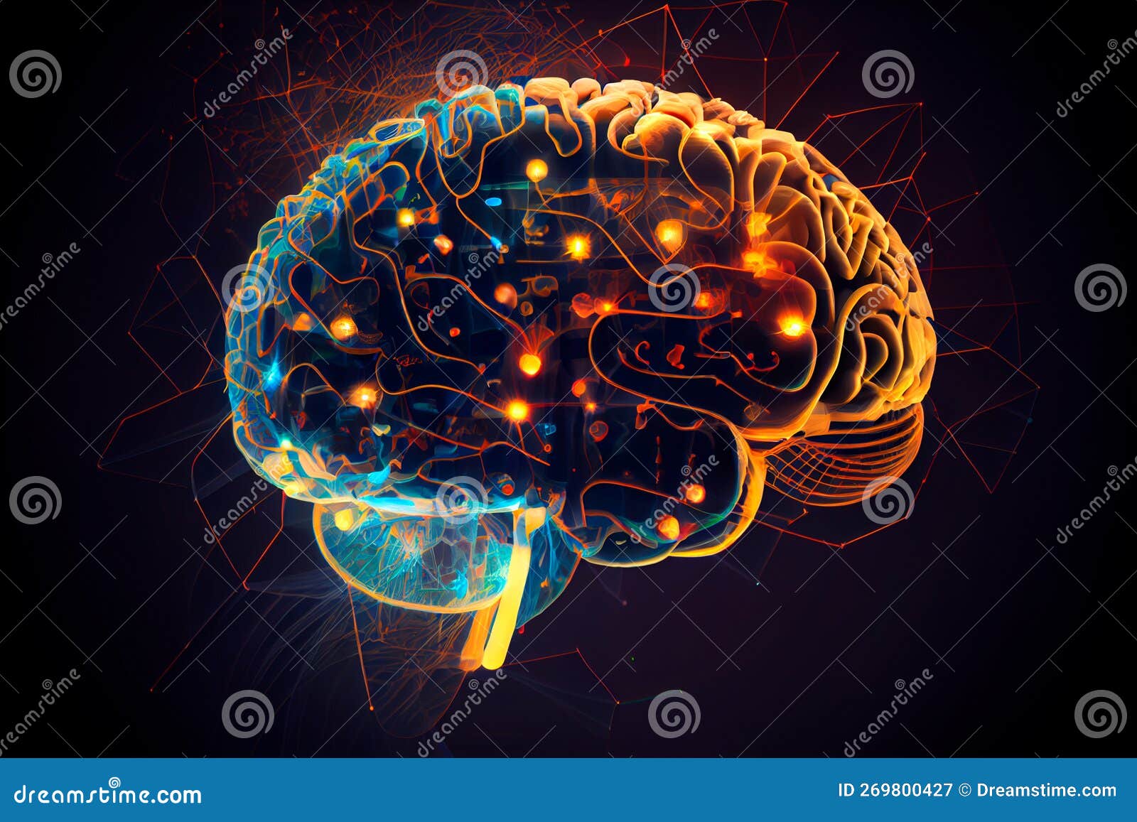 Mechanical Brain on the Table. Generative AI Stock Illustration ...