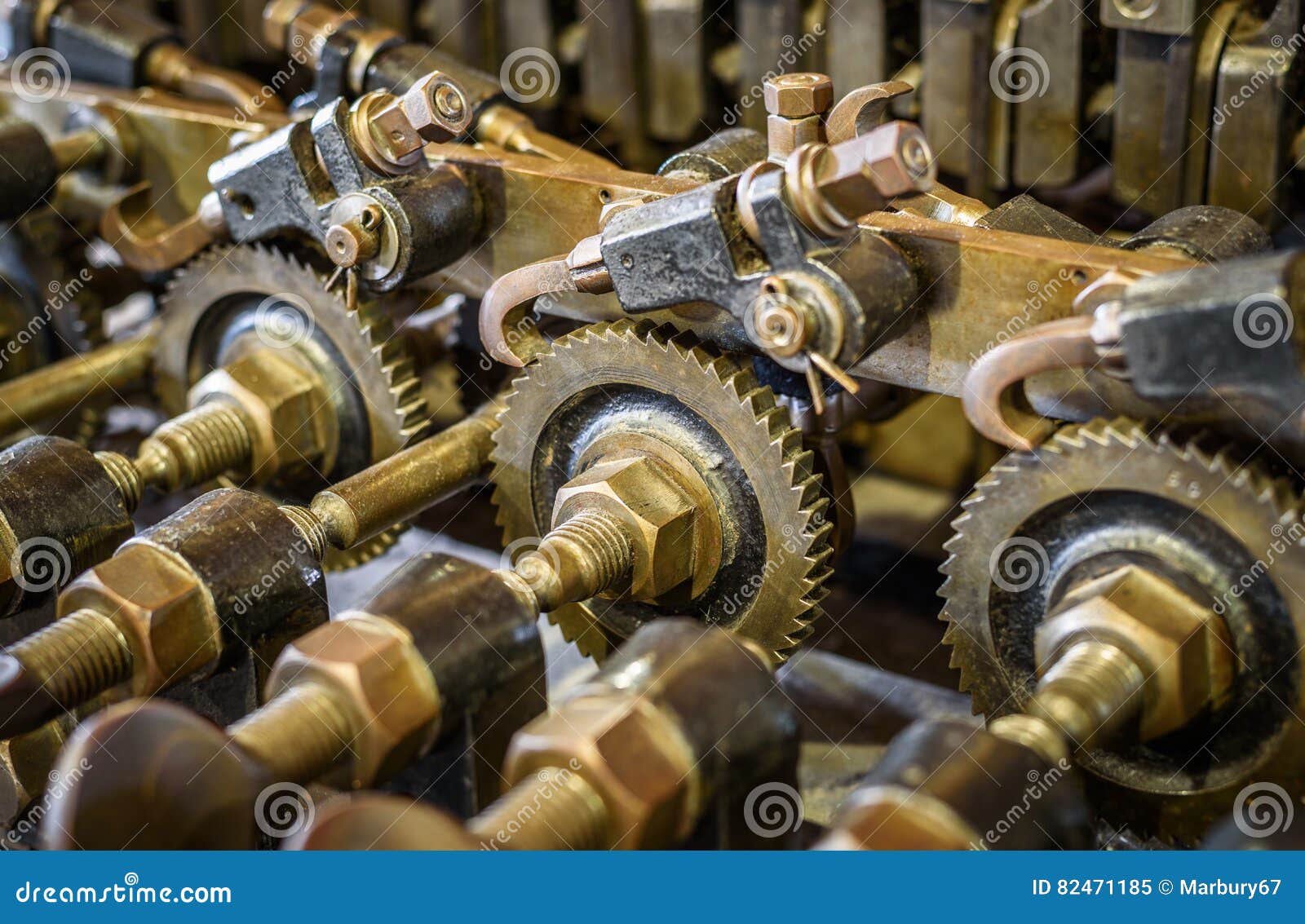 Mechanical Brass Cogs stock image. Image of vintage, teeth - 82471185
