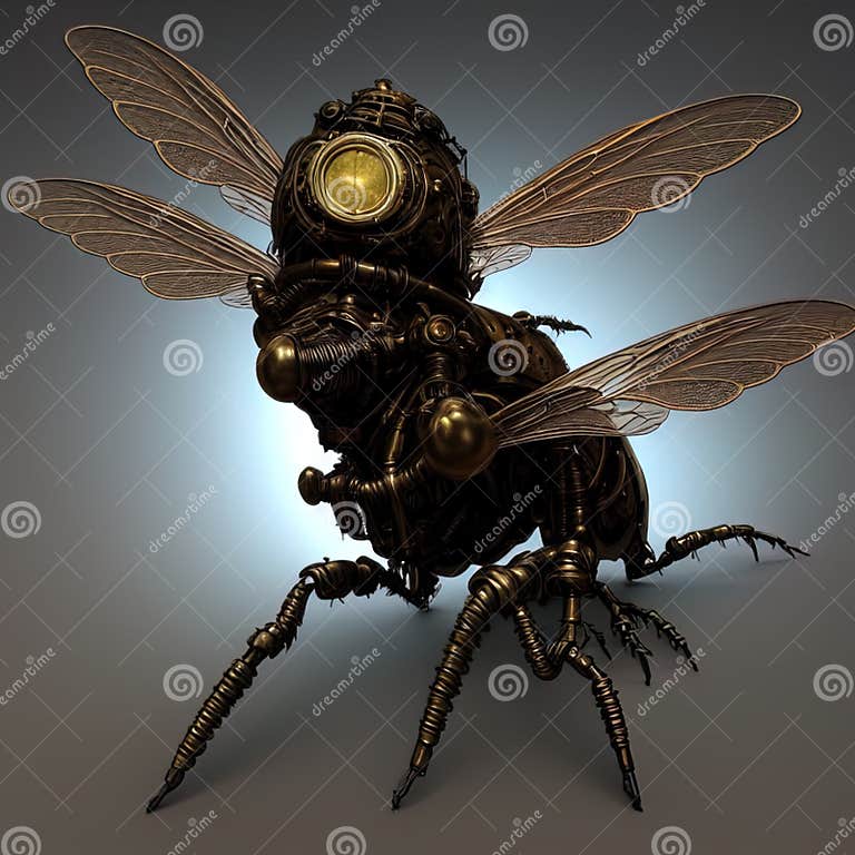 Mechanical Bug, Steampunk Insect, Digital Illustration Stock Illustration - Illustration of ...