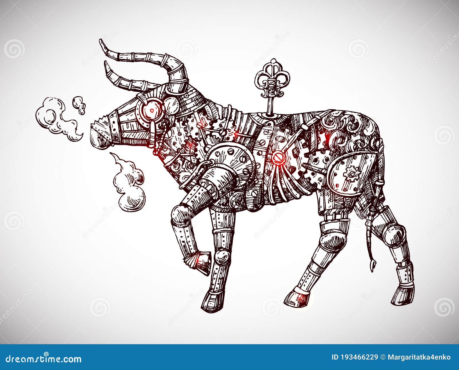 Bull Hand Draw Vintage Engraving Style Clip Art Isolated On White ...