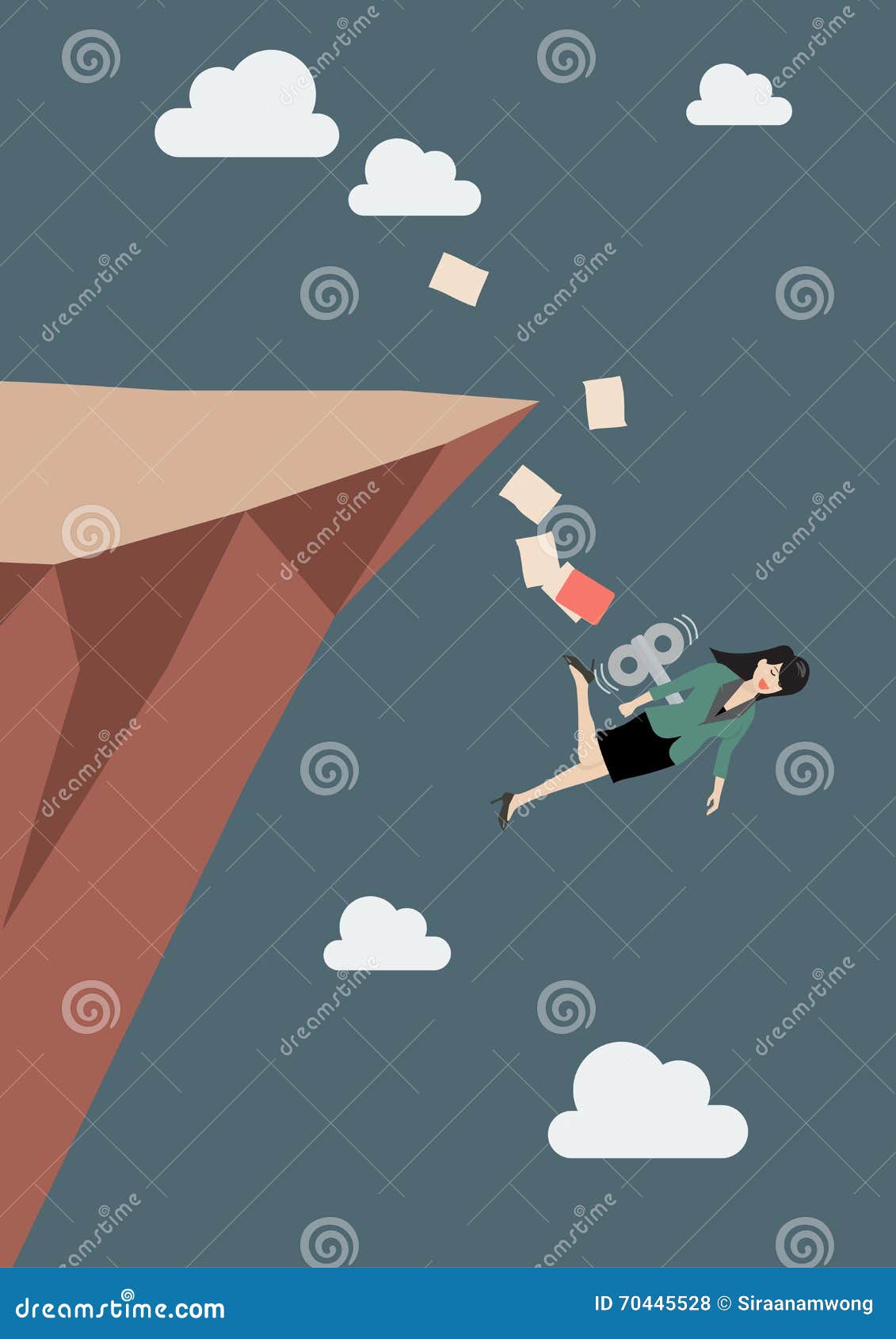 Mechanical Business Men And Women Walk Straight Into The Abyss Vector ...