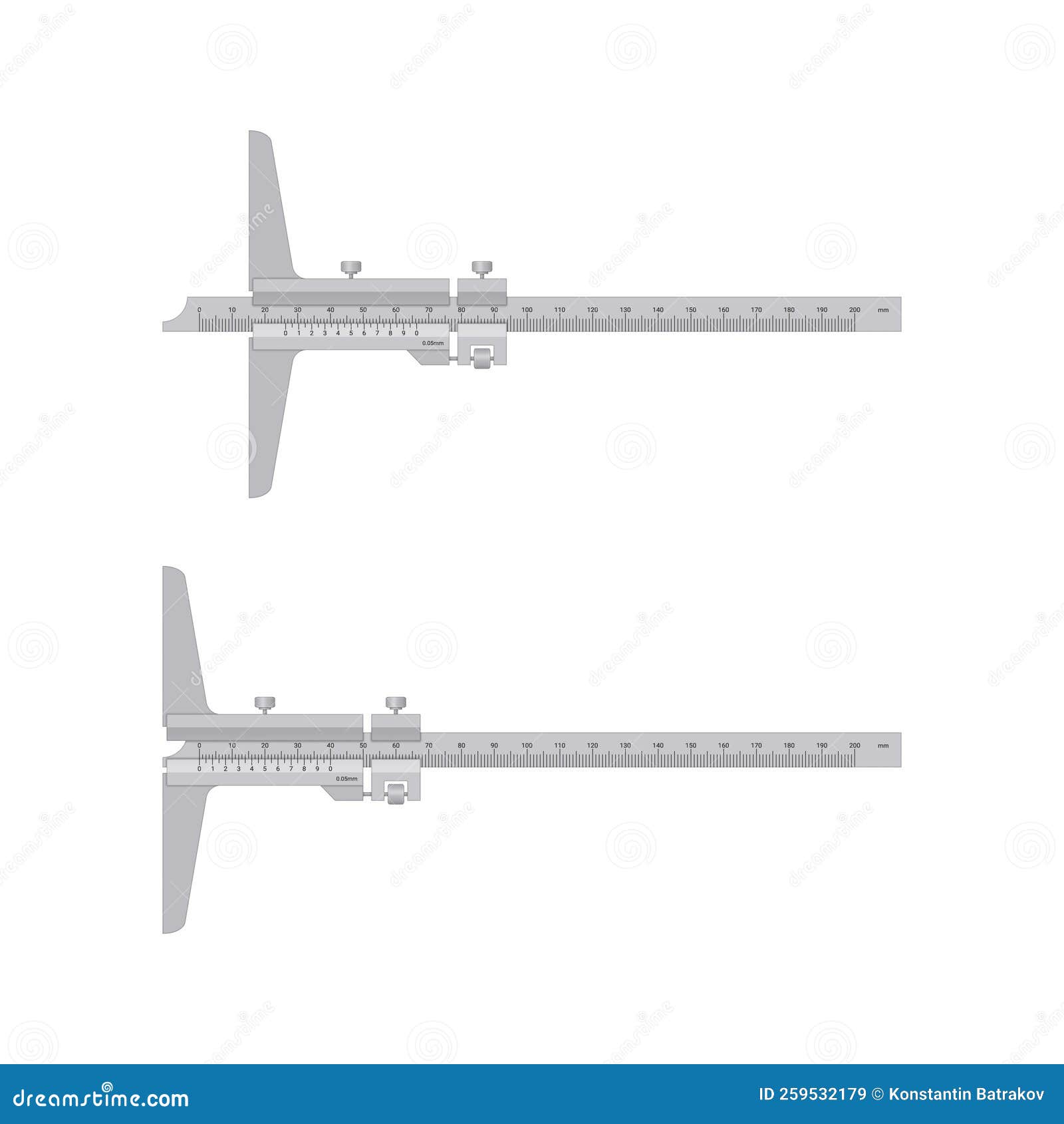 Mechanical Caliper Depth Gauge. Depth Measurement Tool Stock Vector ...