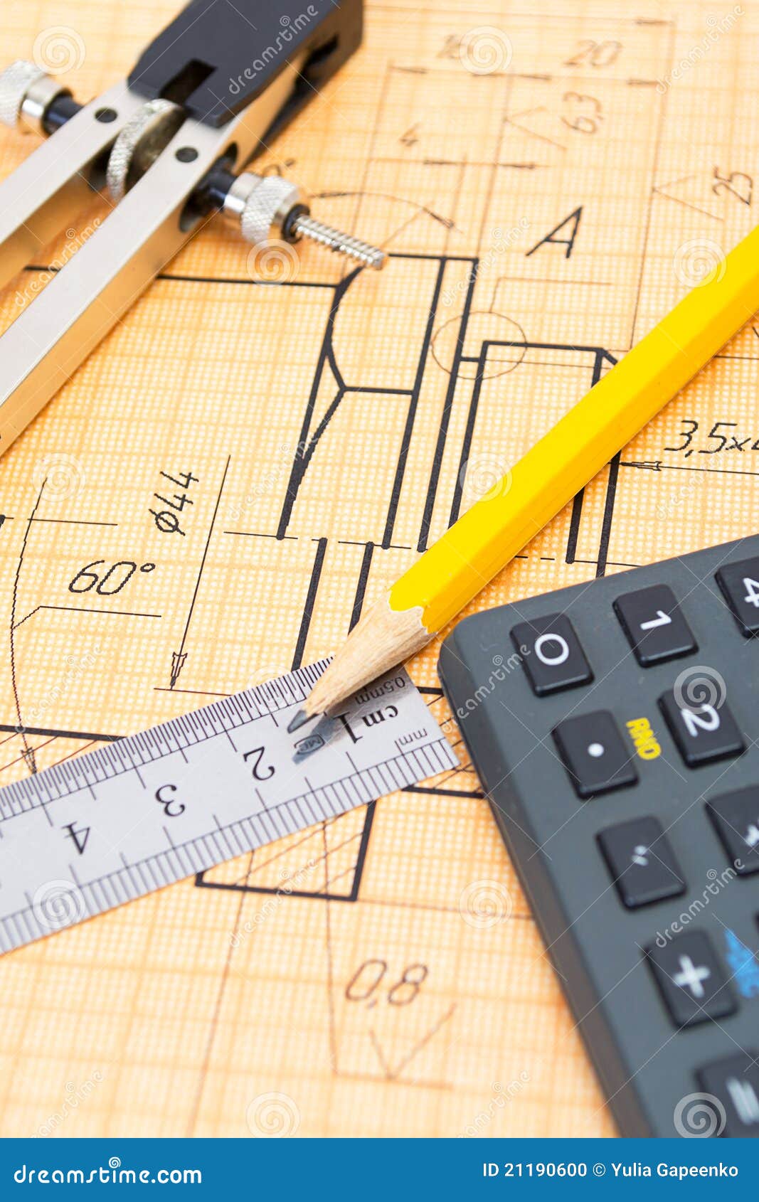 Mechanical Circuit, Ruler, Compass, Calipers Stock Photo - Image of ...