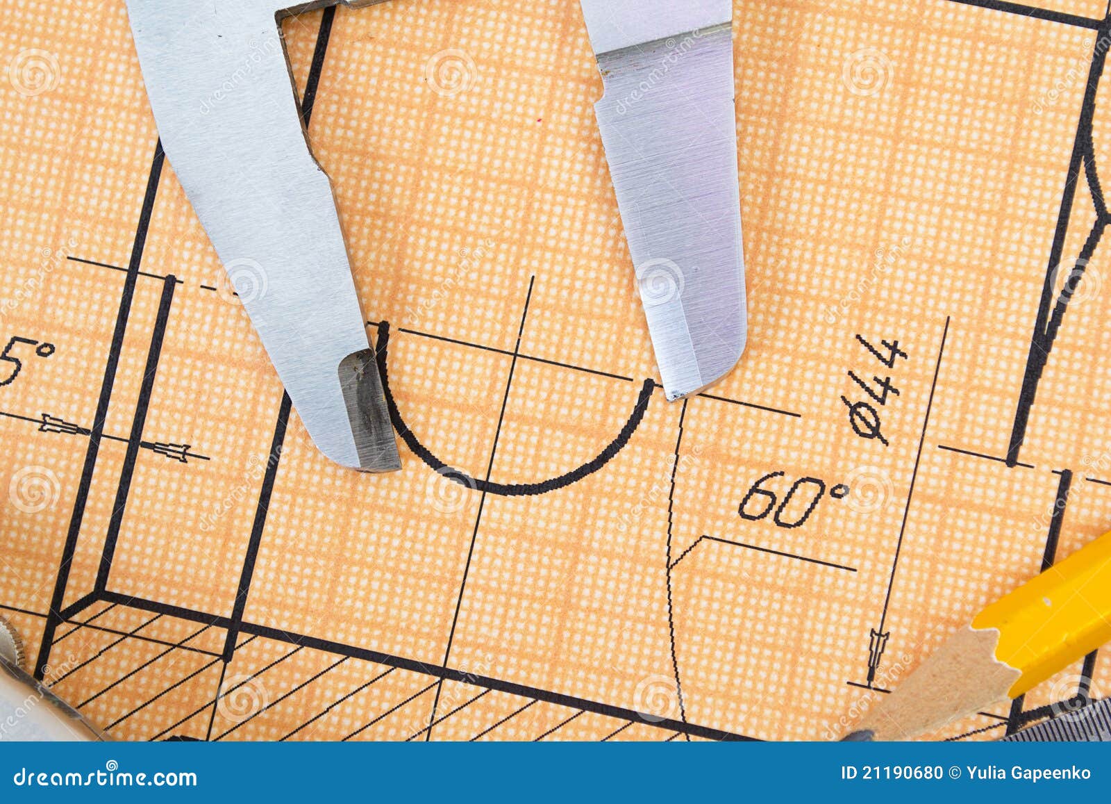 Ruler With Compass On Millimeter Paper At Desk Royalty-Free Stock Photo ...