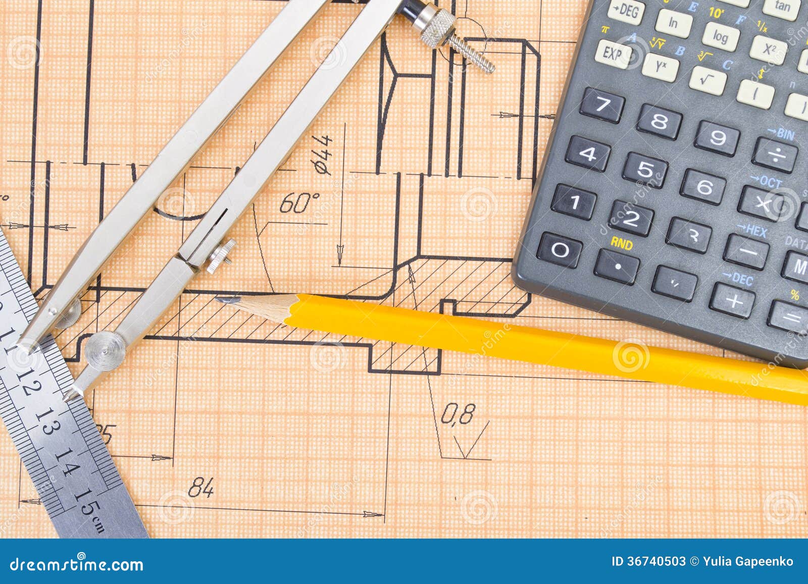 Mechanical Circuit, Ruler, Compass, Calipers Royalty-Free Stock Image ...