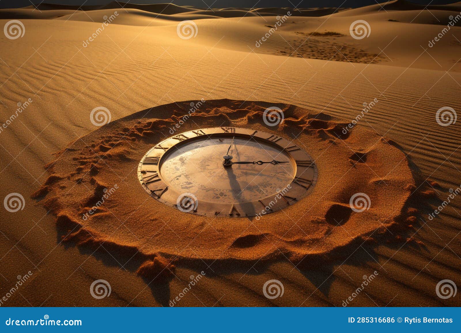 Mechanical Clock in Desert. Generative AI Stock Illustration ...