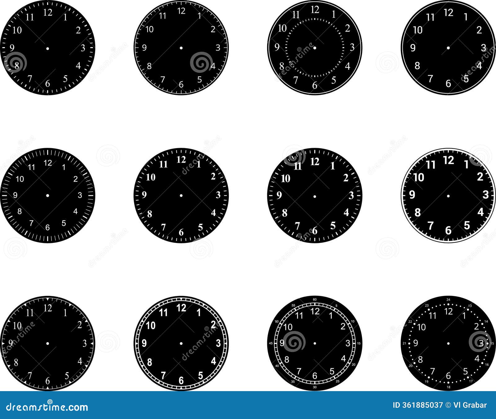 Blank Mechanical Clock Face Divided Into Seconds And Minutes. Round ...