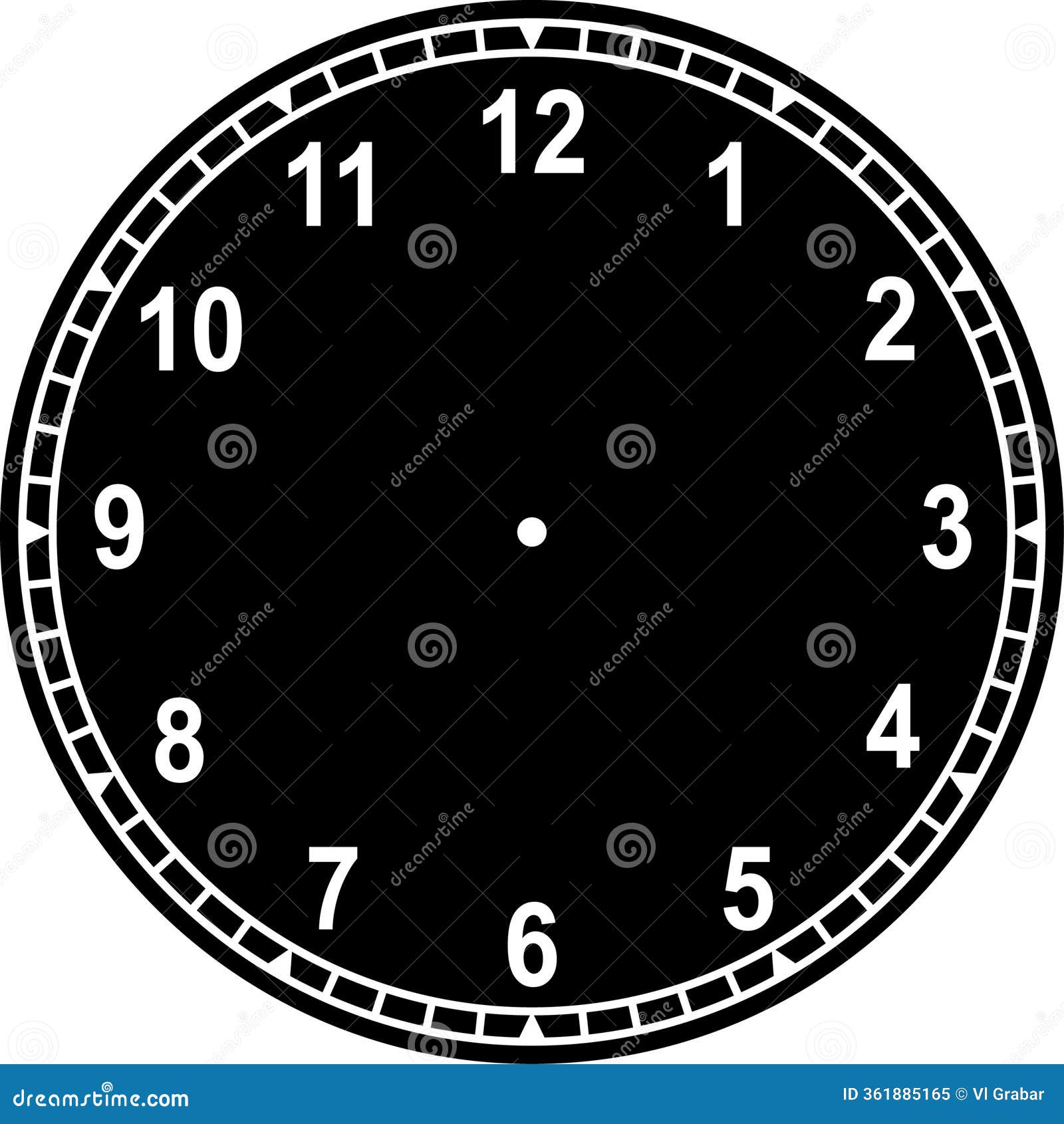 Blank Mechanical Clock Face Divided Into Seconds And Minutes. Round ...