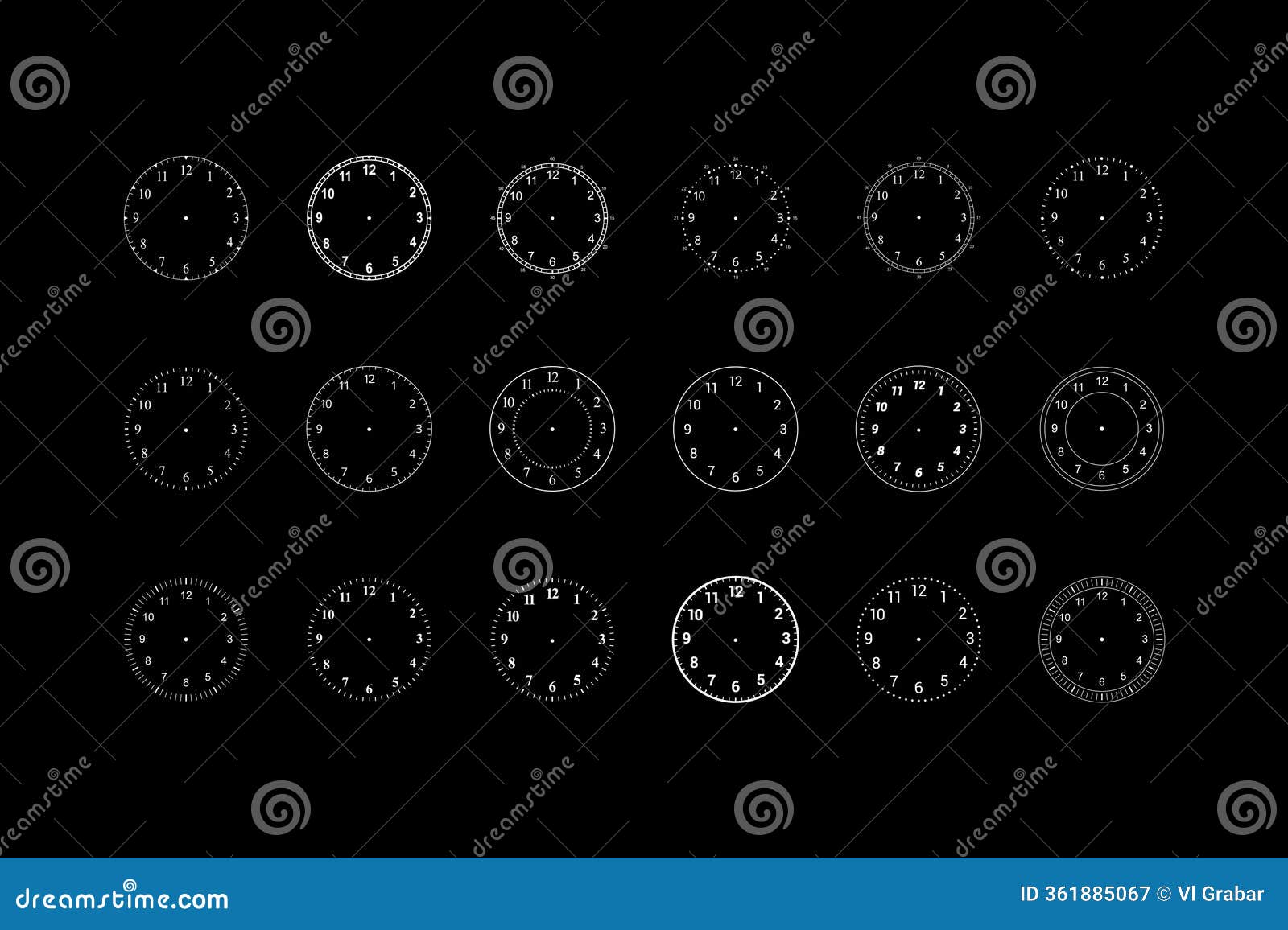 Blank Mechanical Clock Face Divided Into Seconds And Minutes. Round ...