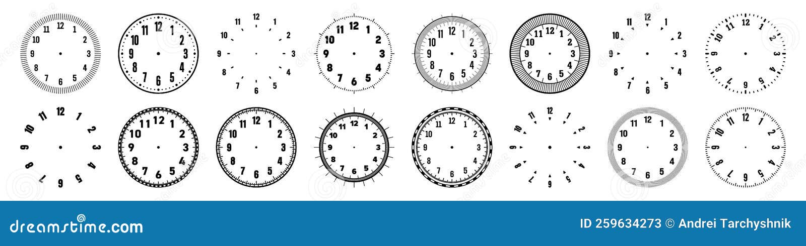 Mechanical Clock Faces with Arabic Numerals, Bezel. Watch Dial with ...