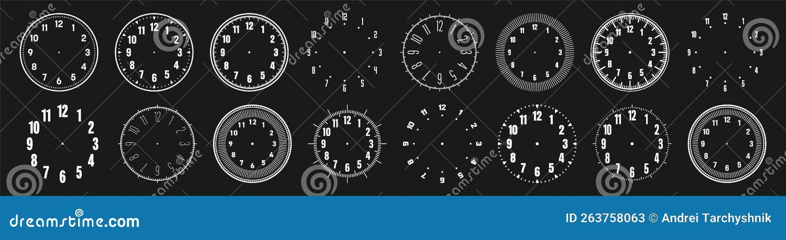 Mechanical Clock Faces with Arabic Numerals, Bezel. White Watch Dial ...