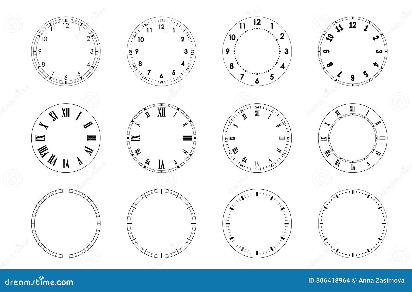 Mechanical Clock Faces, Bezel. Blank Measuring Circle Scale with ...