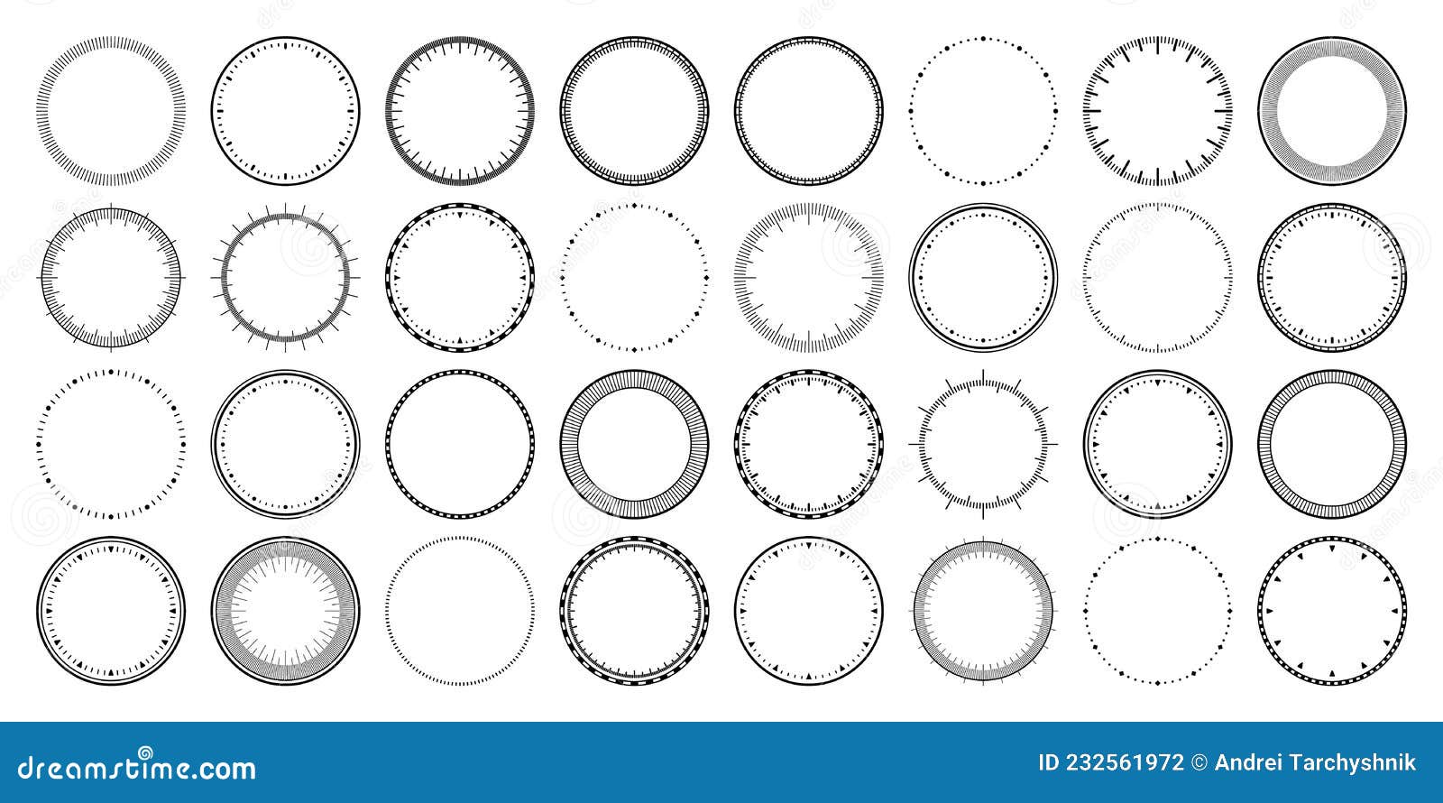 Blank Mechanical Clock Face Divided Into Seconds And Minutes. Round ...